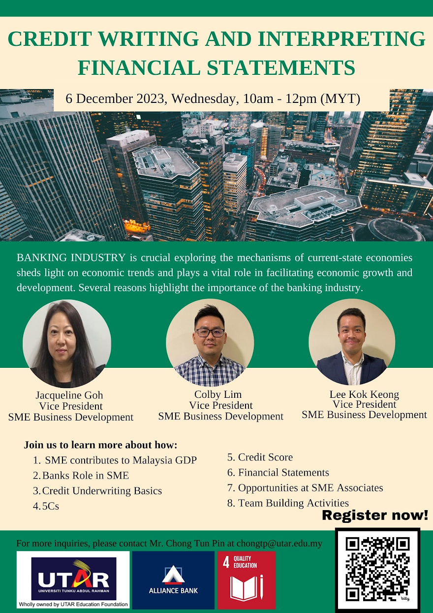 【姊妹校活動】馬來西亞姊妹校拉曼大學(UTAR)英語線上演講：Credit Writing and Interpreting ...